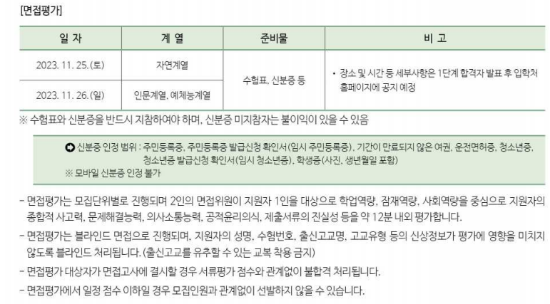 2024 서울시립대 수시 면접 일정 복장 예상문제 준비 방법